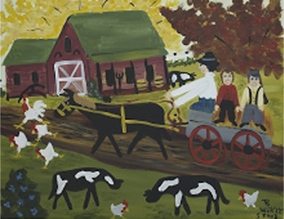 Barbara Wikle “Farm" Folk Art – Around Back At Rocky's Place